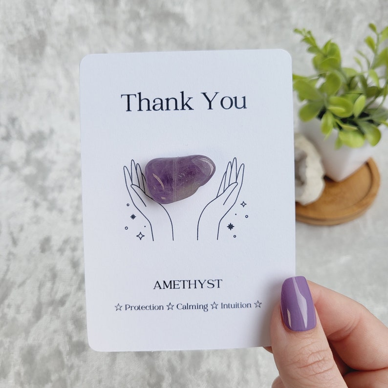 Crystal Thank You Card - Crystal Pocket Hug, Gemstone Appreciation Gift ...