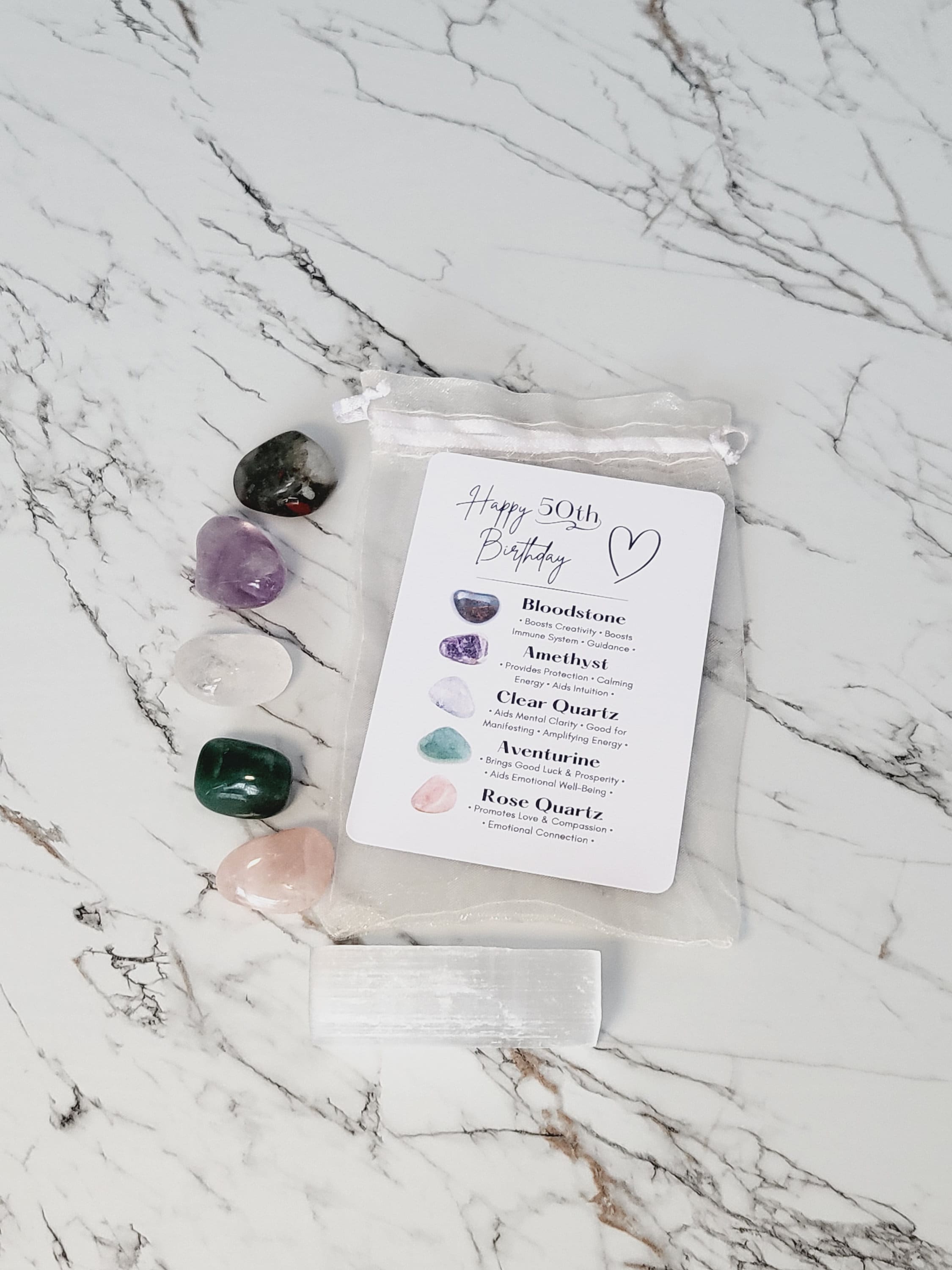 50th Birthday Crystals / Gemstone Gift Set With Card - Etsy UK