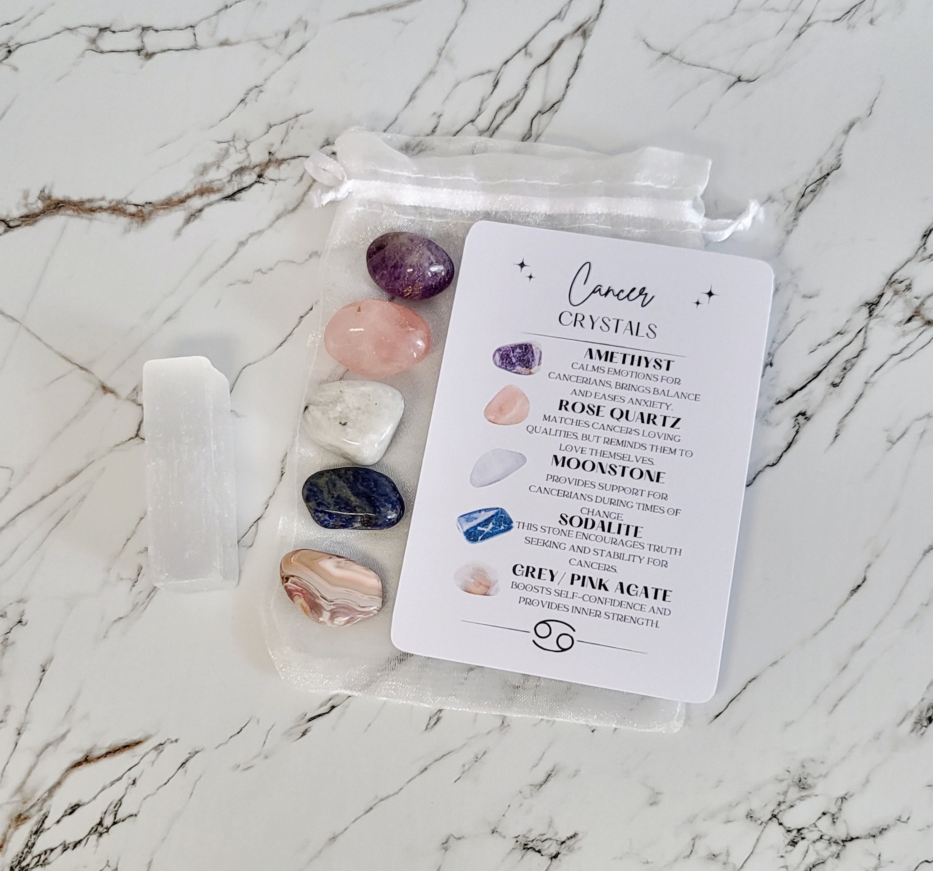 Cancer Zodiac Crystal T Set Healing Crystal Kit Cancer Etsy Uk