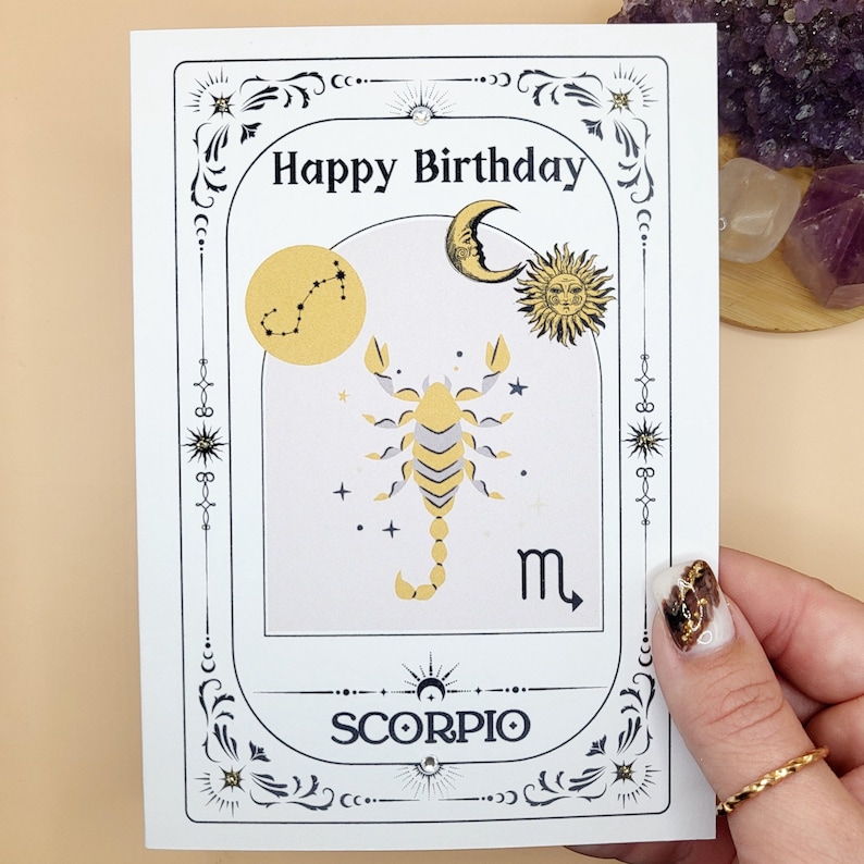 Scorpio Birthday Card, Unique Tarot Astrology Design - Etsy