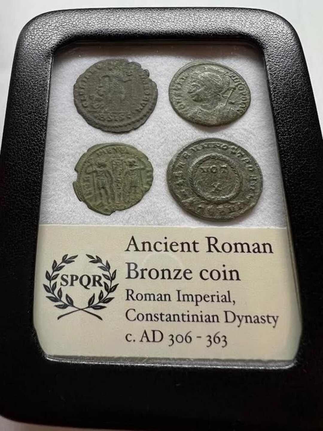 4x Genuine Ancient Roman Coins in Display Case - Constantinian Dynasty ...
