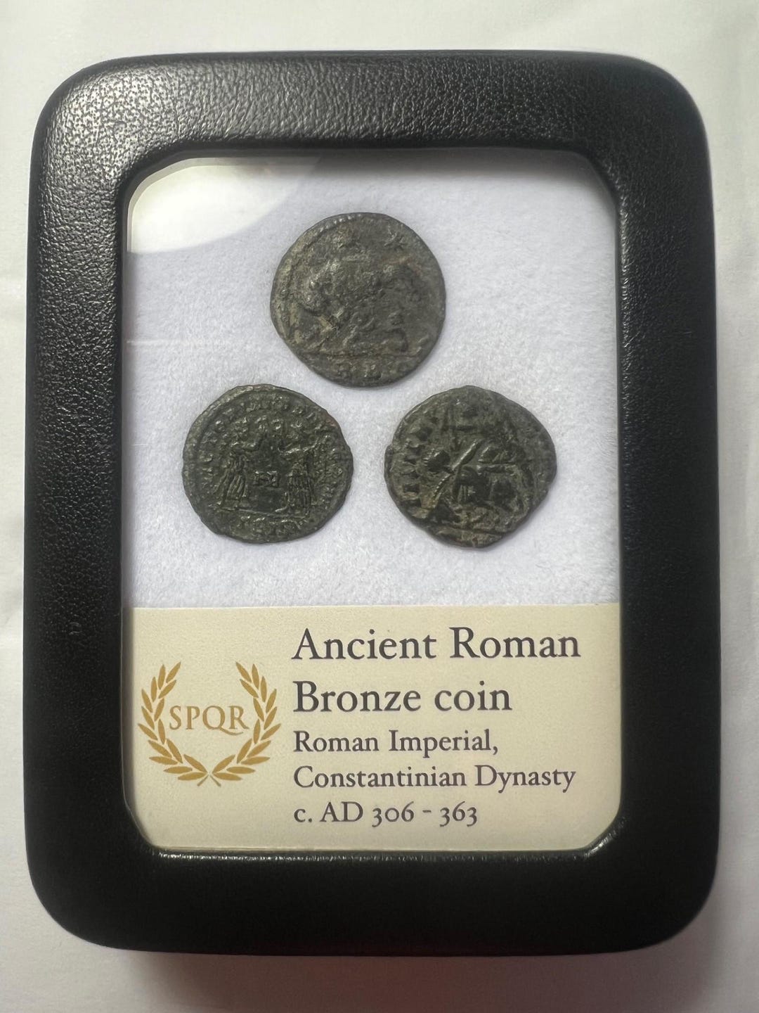 3x Genuine Ancient Roman Coins in Display Case - Constantinian Dynasty ...