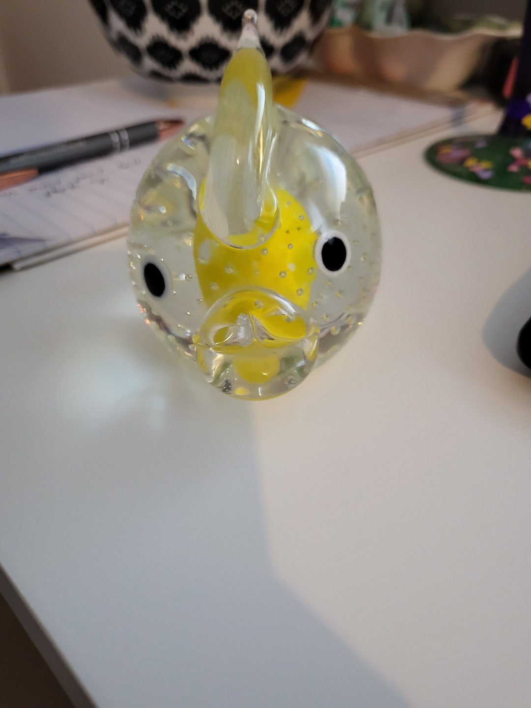 Vintage Handblown Glass Fish Paperweight - Etsy