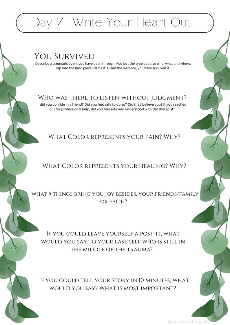 7 Day Journal Prompts for Healing Trauma - Etsy