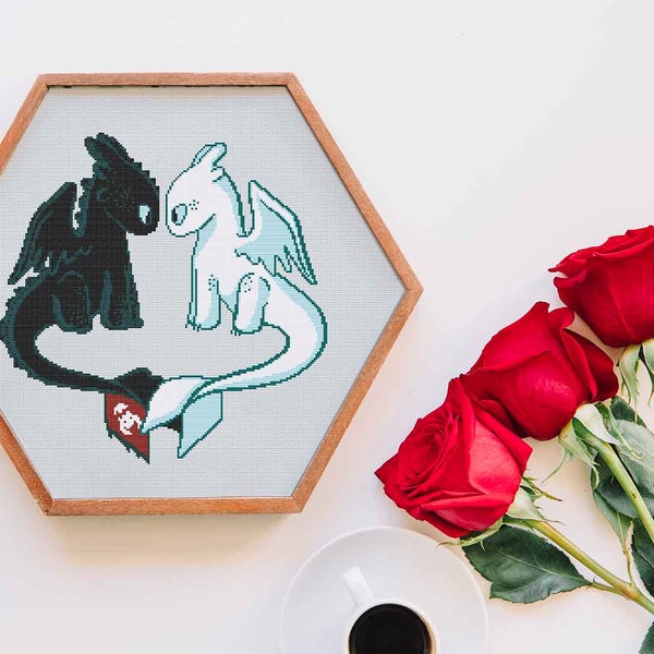 Toothless and Light Fury Embroidery - Etsy