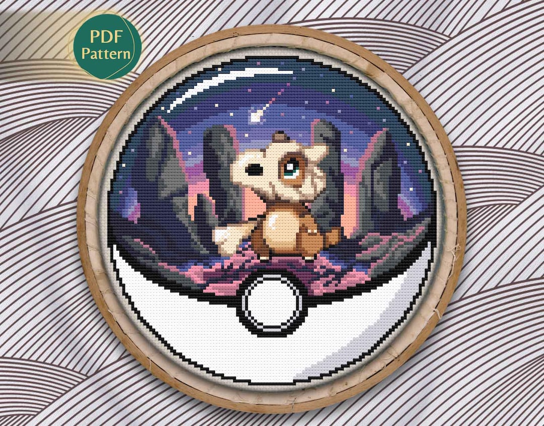 Cubone Pokeball Cross Stitch PDF – Ground Type Pattern, Starry Sky ...