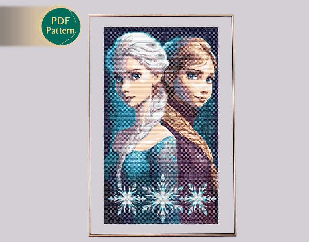 Anna and Elsa Cross Stitch Pattern, Counted Cross Stitch, Anna Princess ...