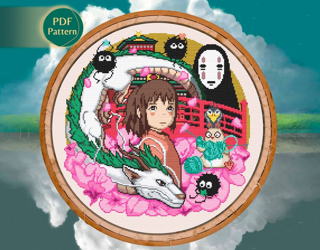 Spirited Away Cross Stitch Pattern, Counted Stitch, Chihiro, Kaonashi ...