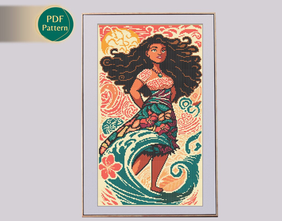 Moana Cross Stitch Pattern Counted Cross Stitch Vaiana Princess Cross ...