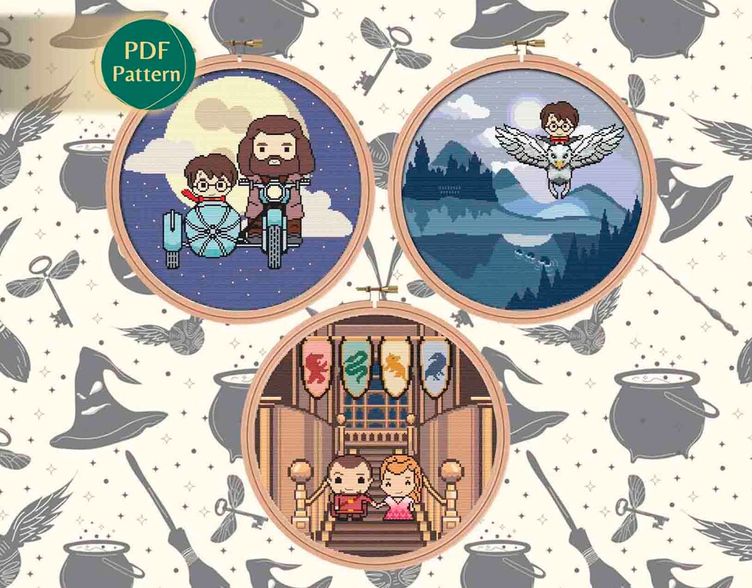 3x1 Wizards Starter Cross Stitch Counted Cross Stitch HP Cross Stitch ...