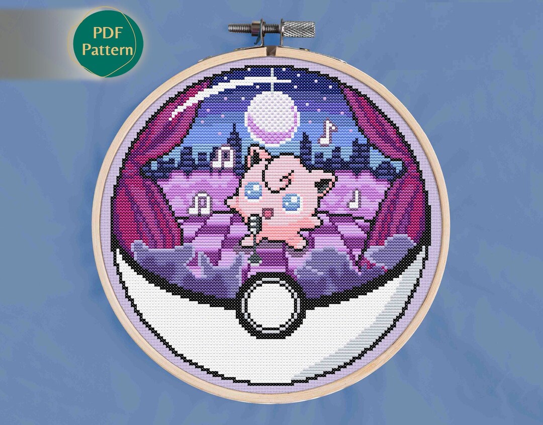 Normal/fairy Type Cross Stitch Pattern, Pokeball Terrarium Jigglypuff ...