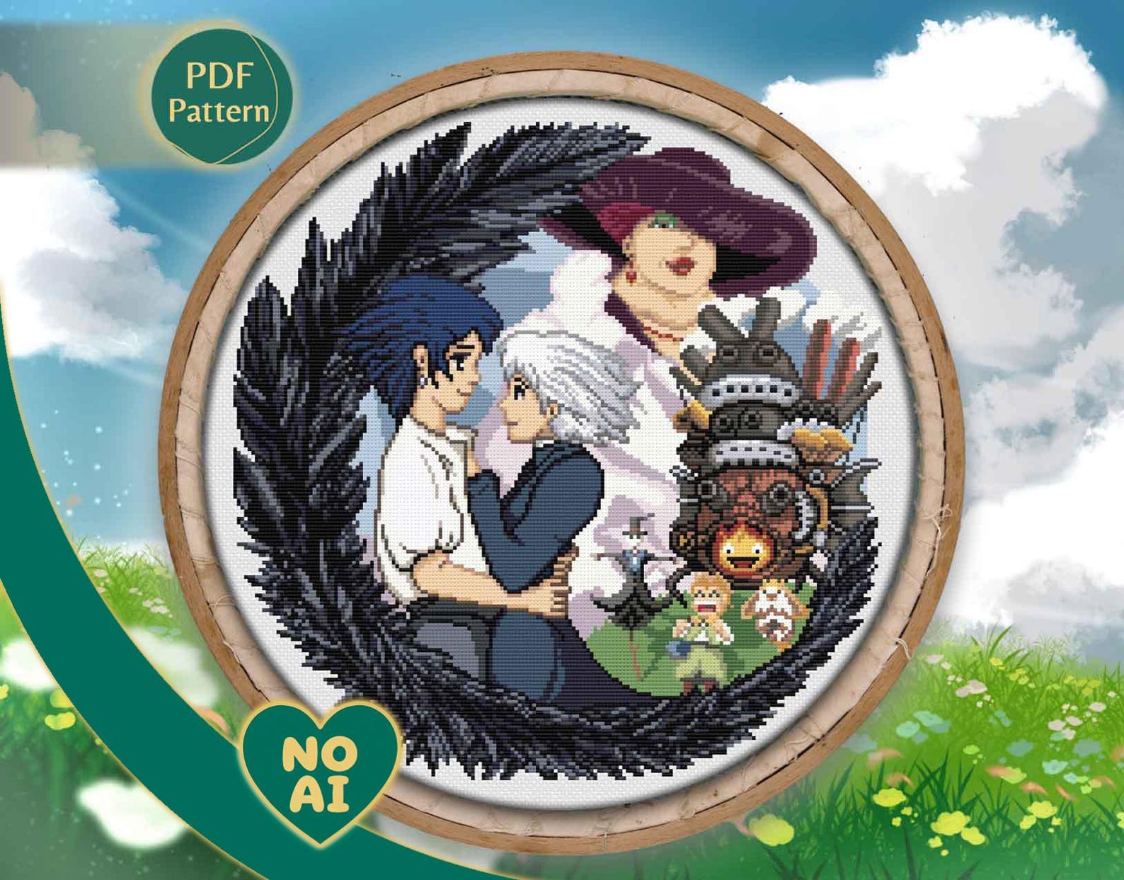 Howl's Moving Castle Inspired Steampunk Sunset Terrarium Cross Stitch ...