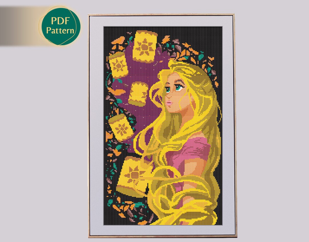 Rapunzel Cross Stitch Pattern Counted Cross Stitch Rapunzel Princess ...
