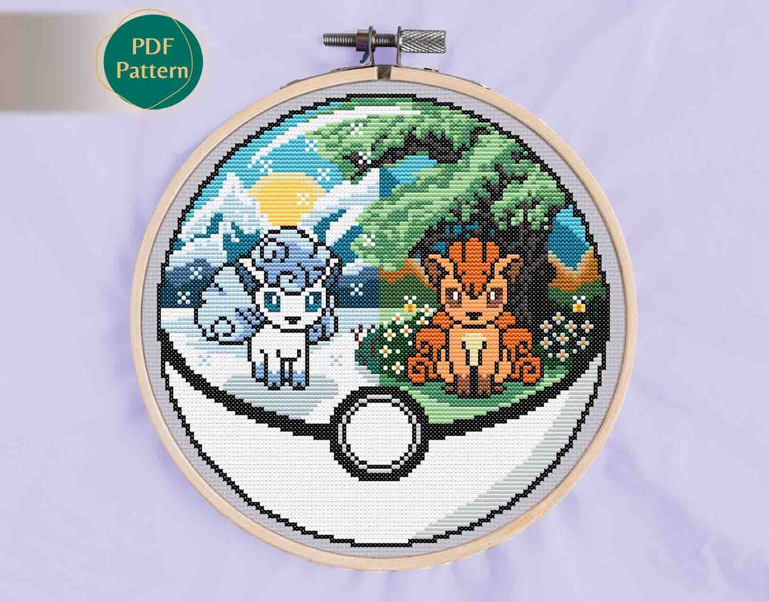 Pokeball Terrarium Vulpix Cross Stitch Pattern Counted Cross Stitch ...