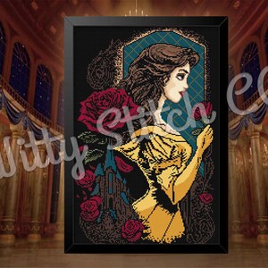 Belle Cross Stitch Pattern, Counted Cross Stitch, Beauty and the Beast ...