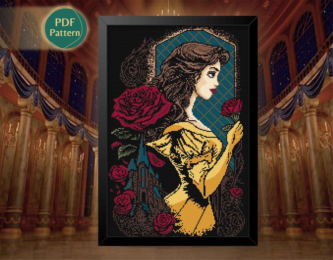 Belle Cross Stitch Pattern, Counted Cross Stitch, Beauty and the Beast ...