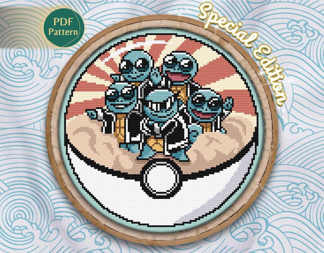 Squirtle Squad Pokeball Cross Stitch Pattern: Water Type (PDF Download ...