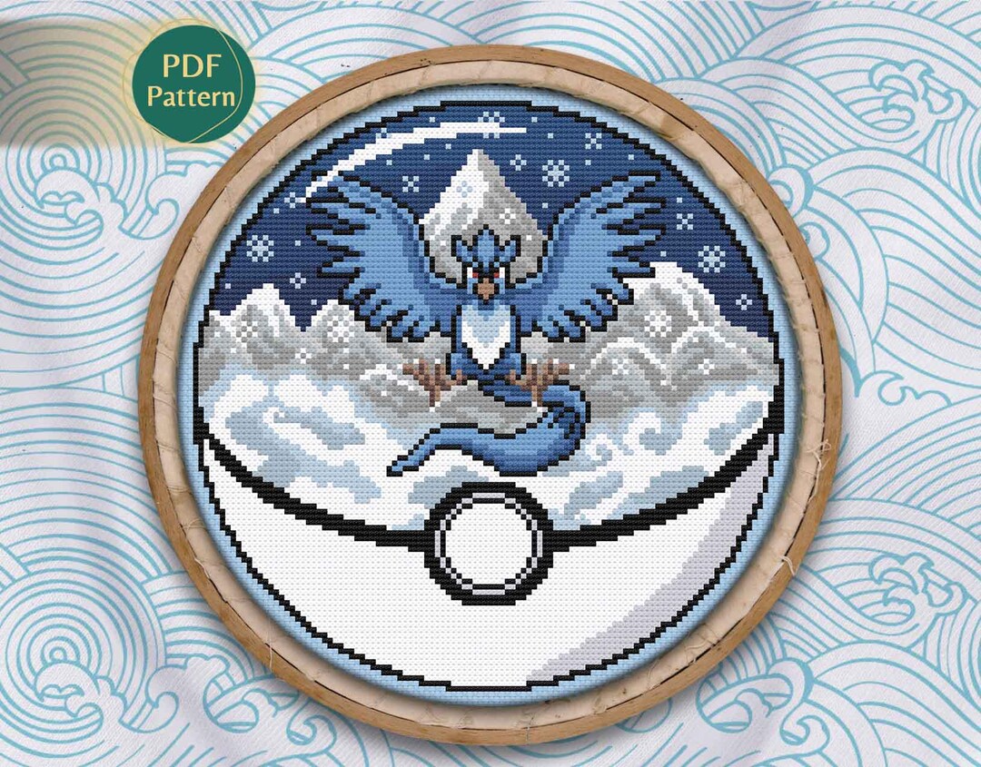 Ice/flying Type Cross Stitch Pattern, Pokeball Terrarium Articuno Cross ...
