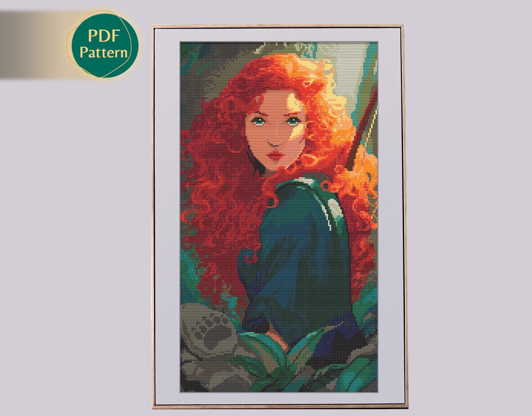Merida Cross Stitch Pattern, Counted Cross Stitch, Merida Princess ...