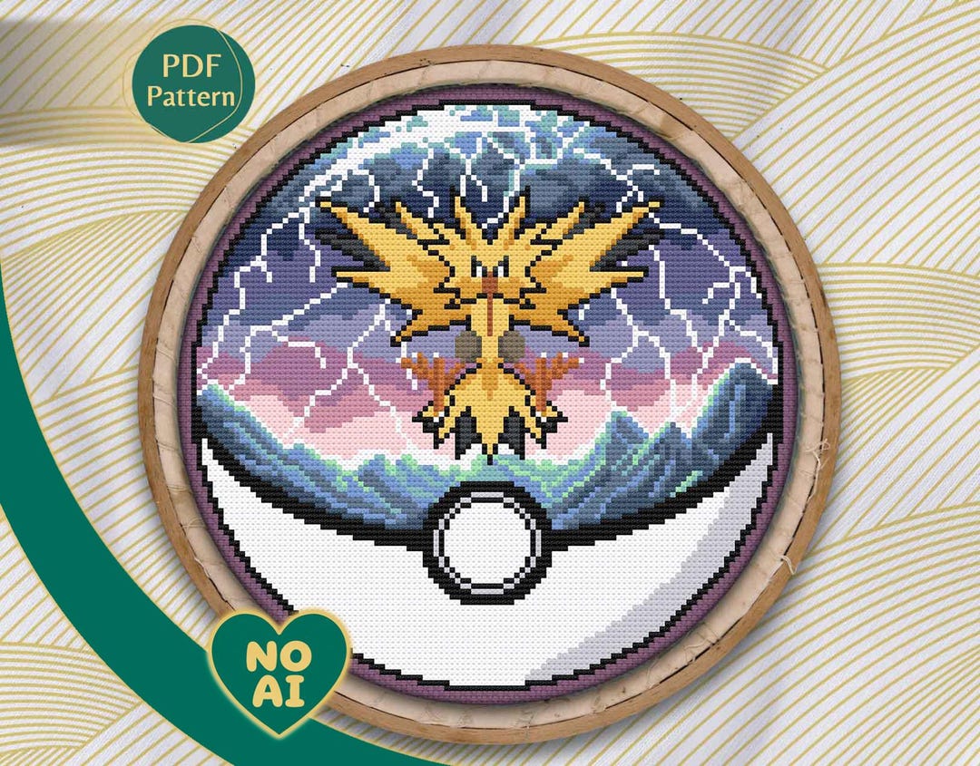 Zapdos Inspired Thunder Storm Sky Terrarium Cross Stitch Pattern PDF - Etsy
