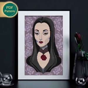 Morticia Addams Cross Stitch Pattern, Counted Cross Stitch, the Addams ...
