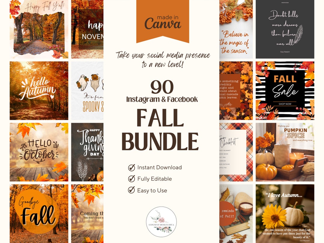 Fall Social Media Content Bundle Time Saving Fall Content Bundle Ready ...