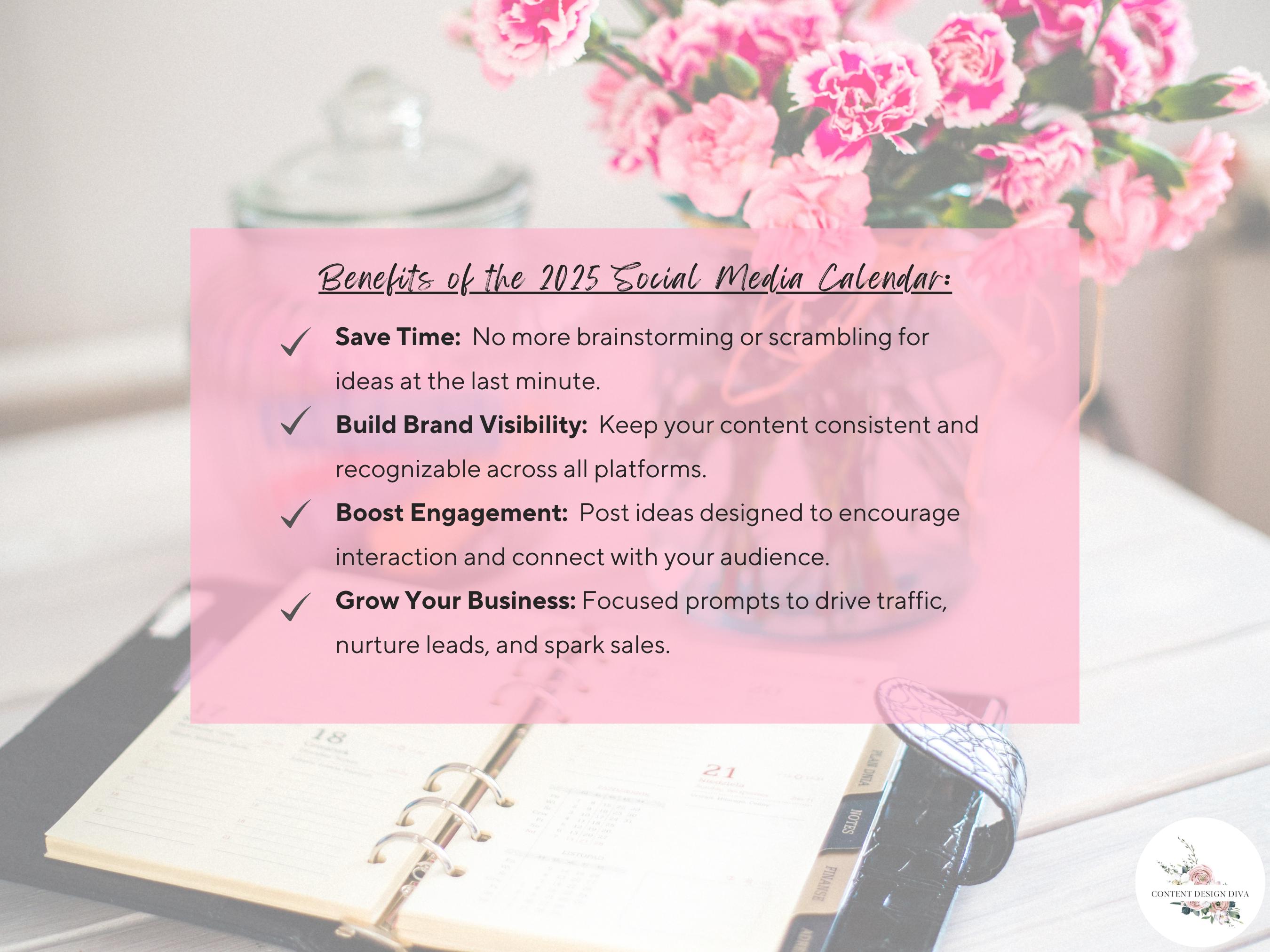 Social Media Content Calendar Daily Post Ideas Social Media Instant ...