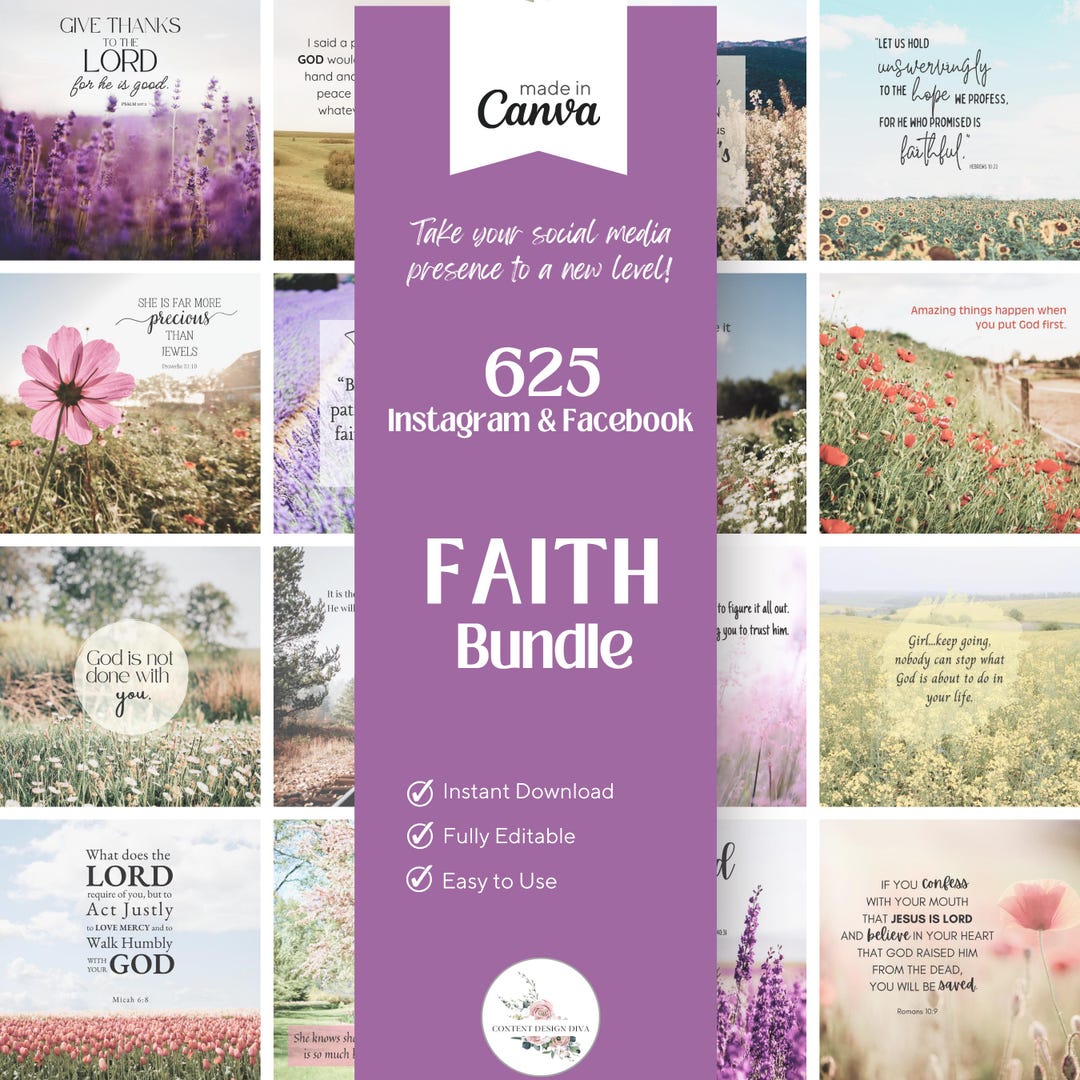 Faith Social Media Content Bundle: Christian Canva Templates (instant ...