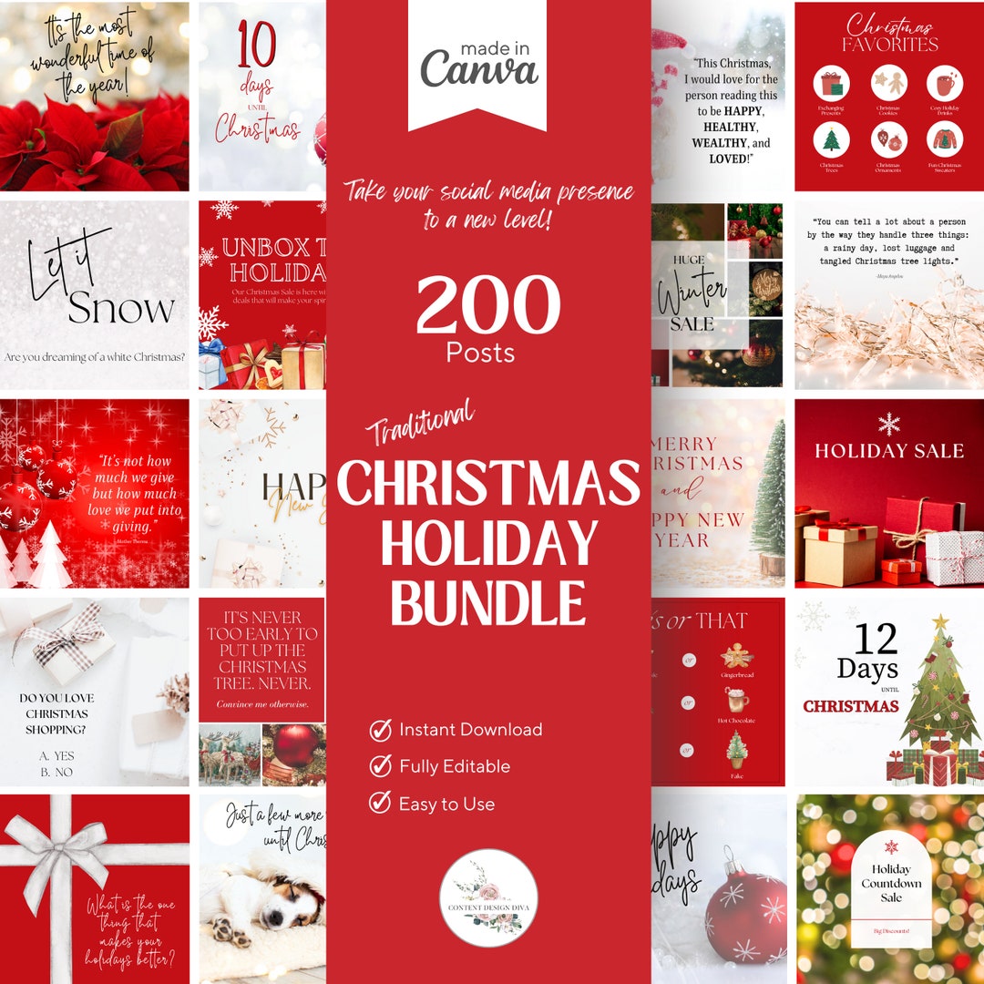 Christmas Social Media Content Bundle Time Saving Holiday Content ...