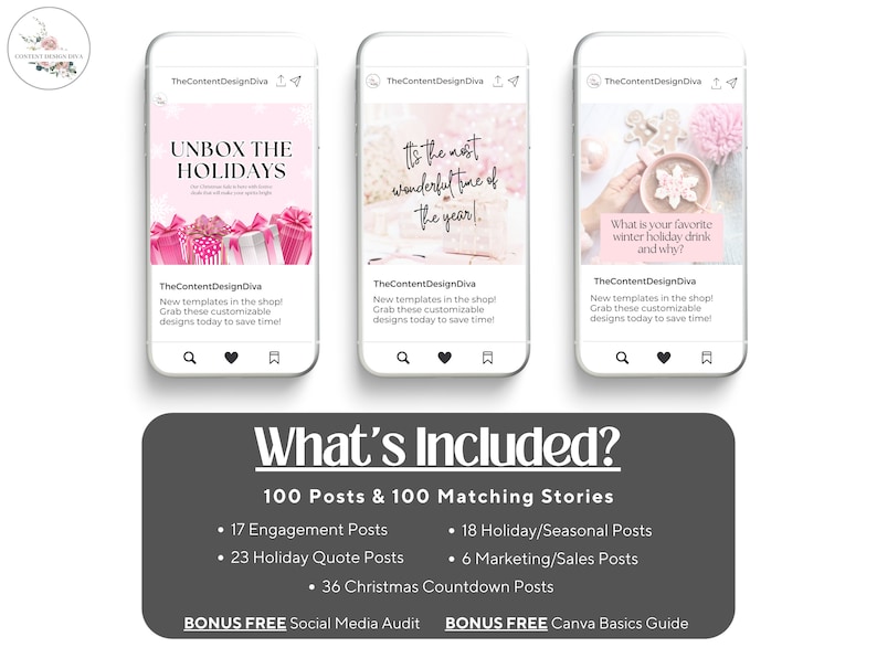 Christmas Social Media Content Bundle: 100+ Ready-to-use Posts (canva ...