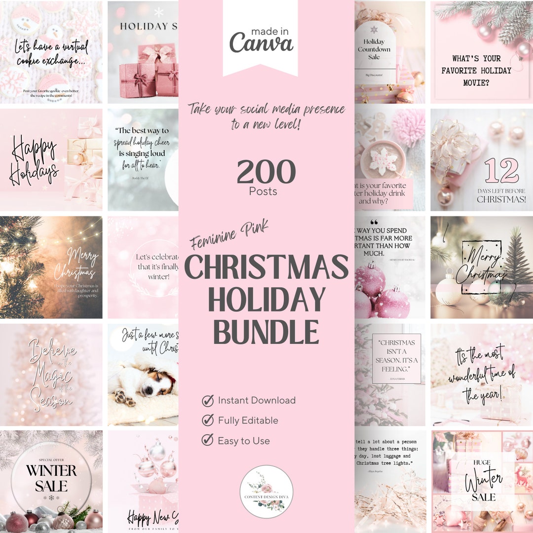 Christmas Social Media Content Bundle: 100+ Ready-to-use Posts (canva ...