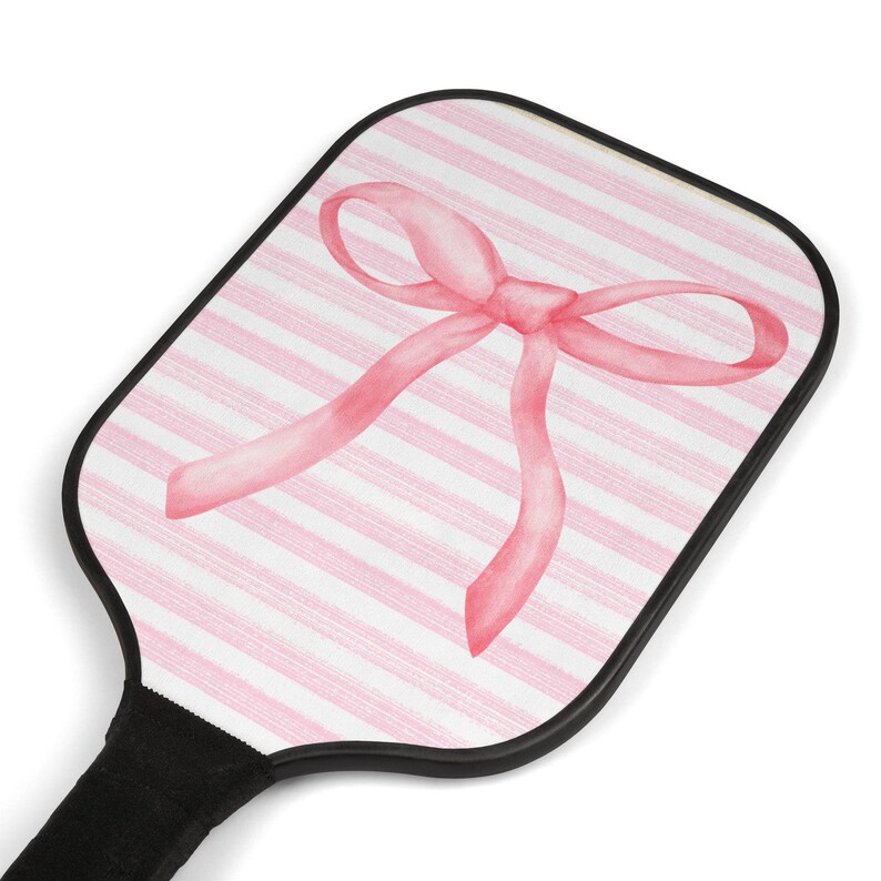 Coquette Style Pickleball Paddle Design Pink & White Watercolor Striped ...
