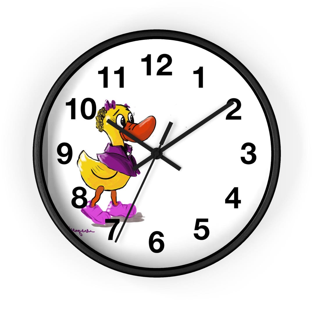 Cartoon Duck Illustration Wall Clock | Cute Yellow Duck Timepiece - Etsy
