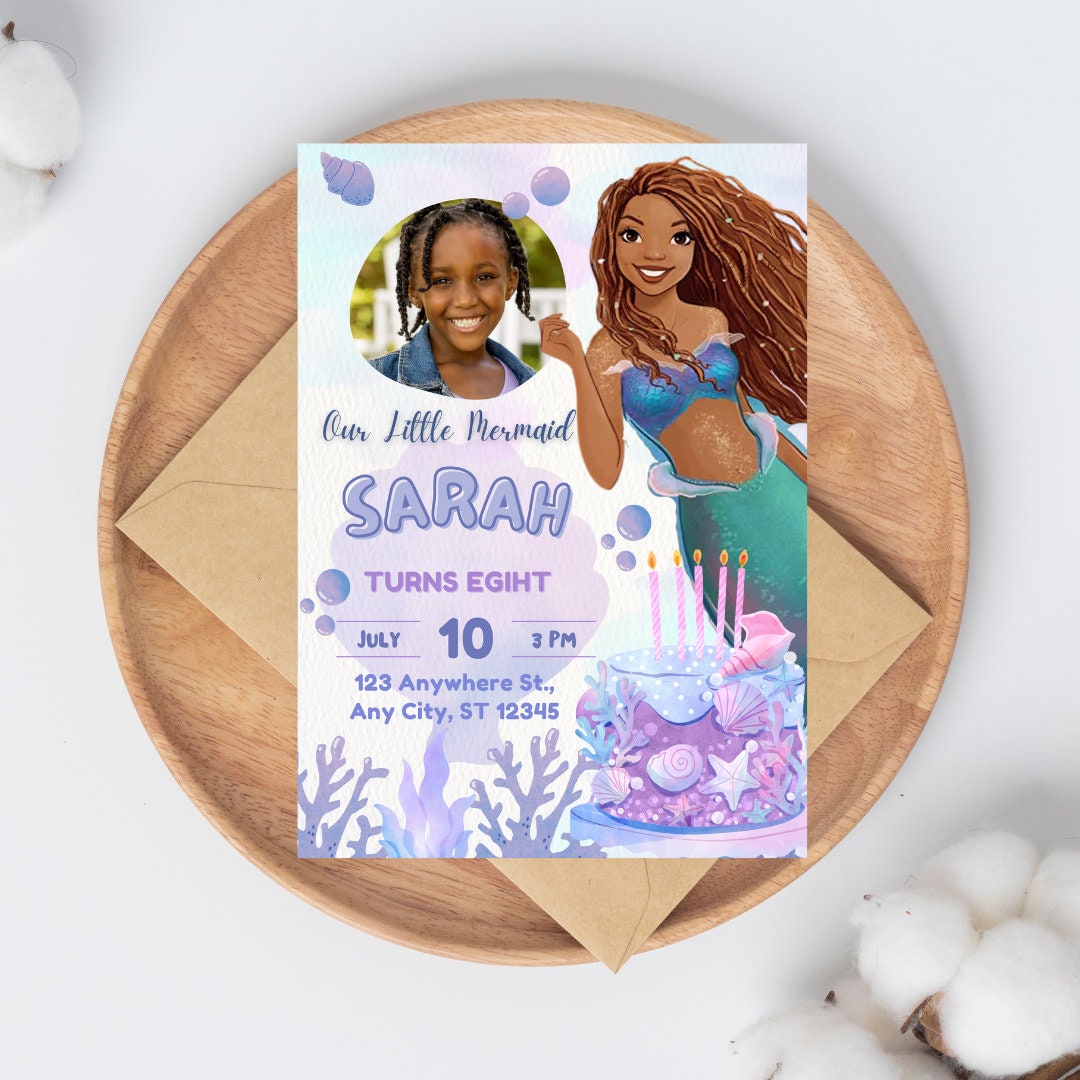 Mermaid Printable Invitation Under the Sea Digital Invitation Little ...