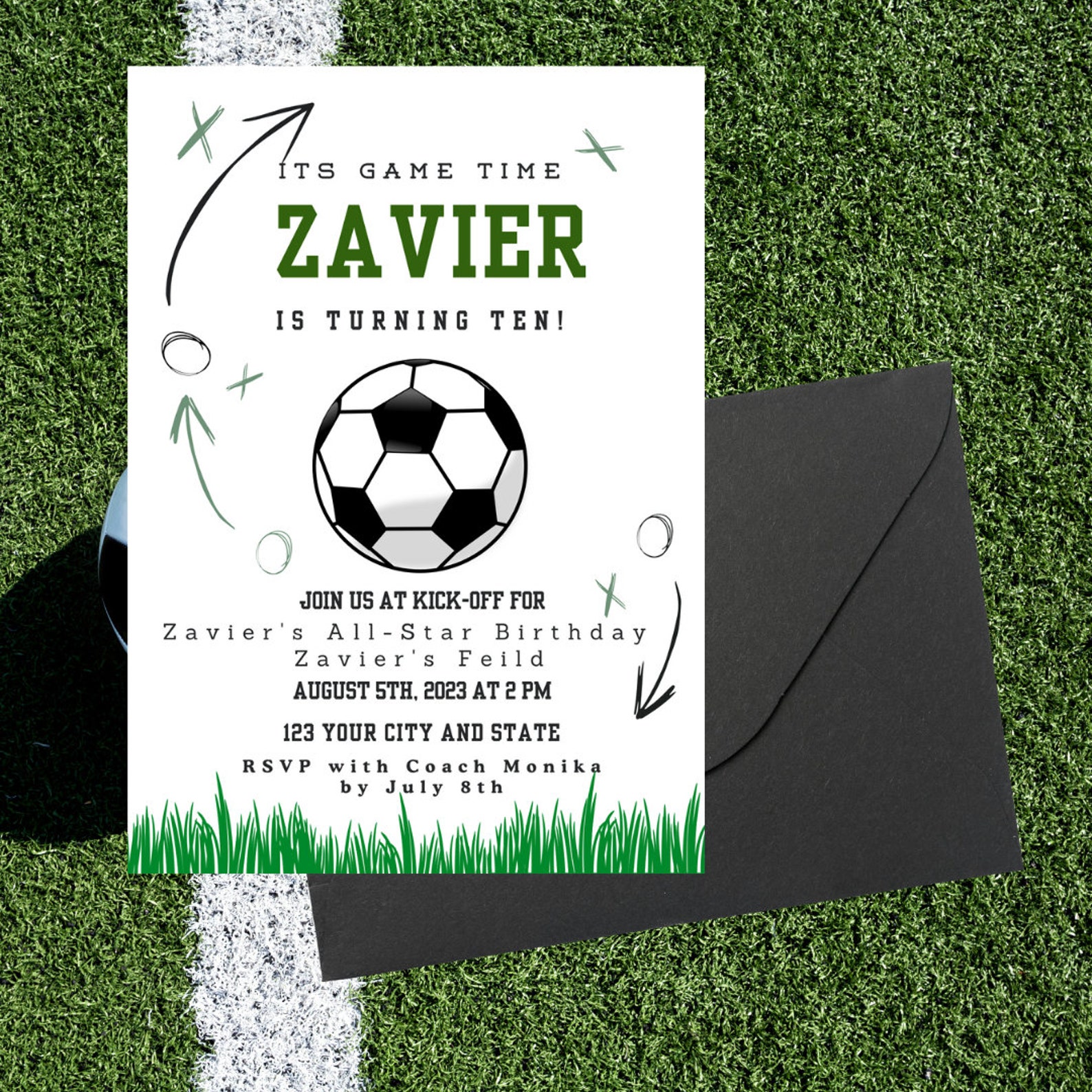 Soccer Birthday Invitation, Editable Party Invite Template, Digital ...