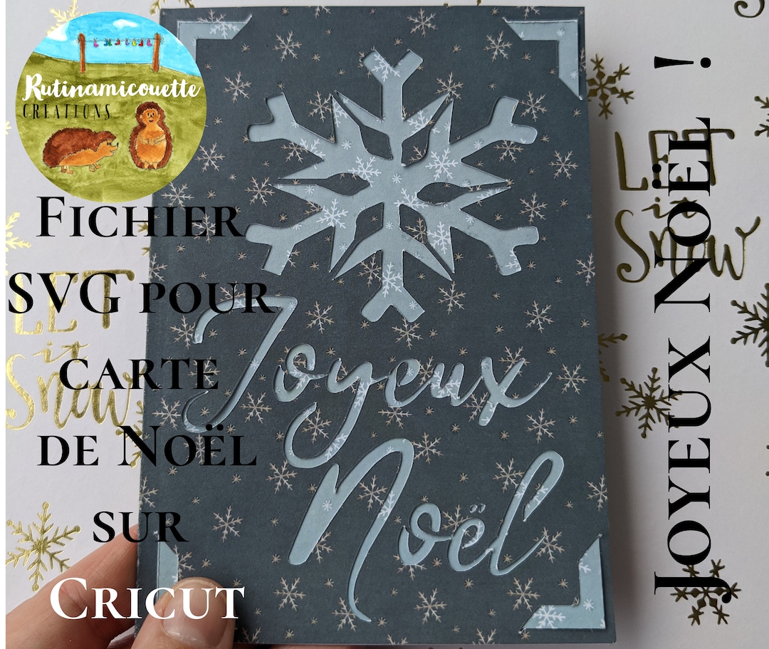 Christmas Card, in French, Merry Christmas With a Snowflake, in SVG ...