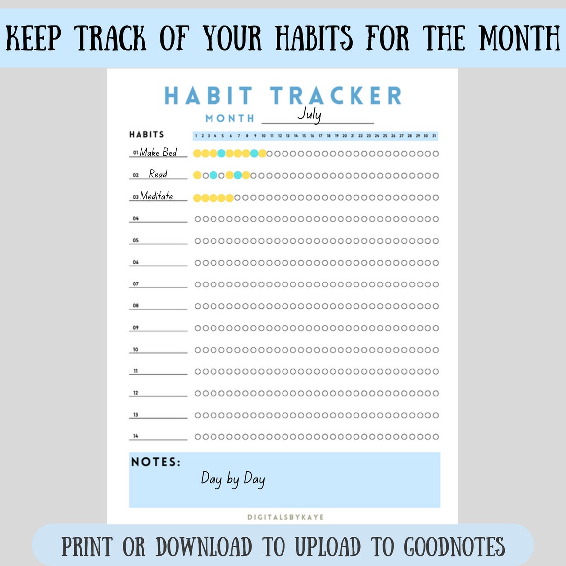 Habit Tracker Monthly Tracker Printable Habit Tracker Printable Tracker ...