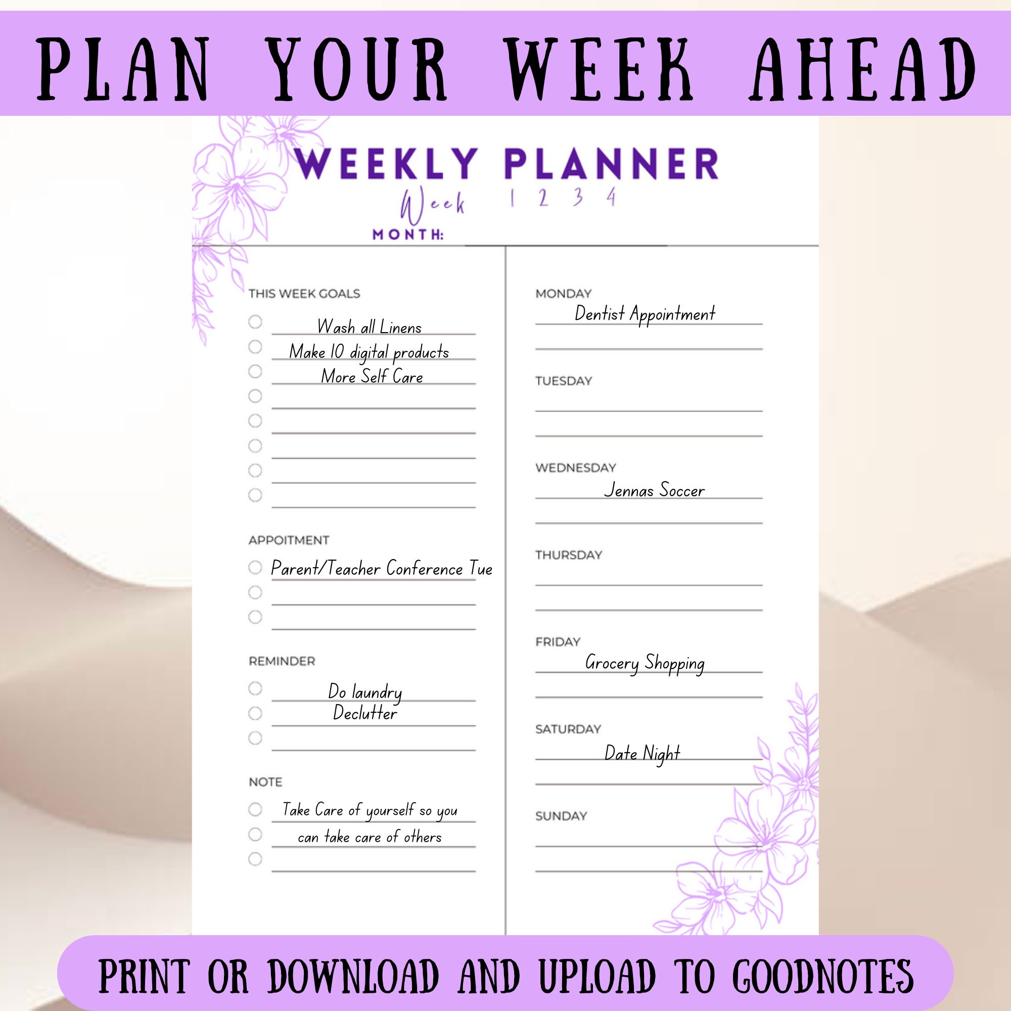 Weekly Planner Minimalist Planner Master Productivity Printable Planner ...