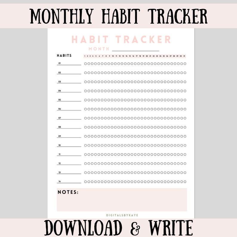 Habit Tracker Monthly Tracker Printable Habit Tracker Printable Tracker ...