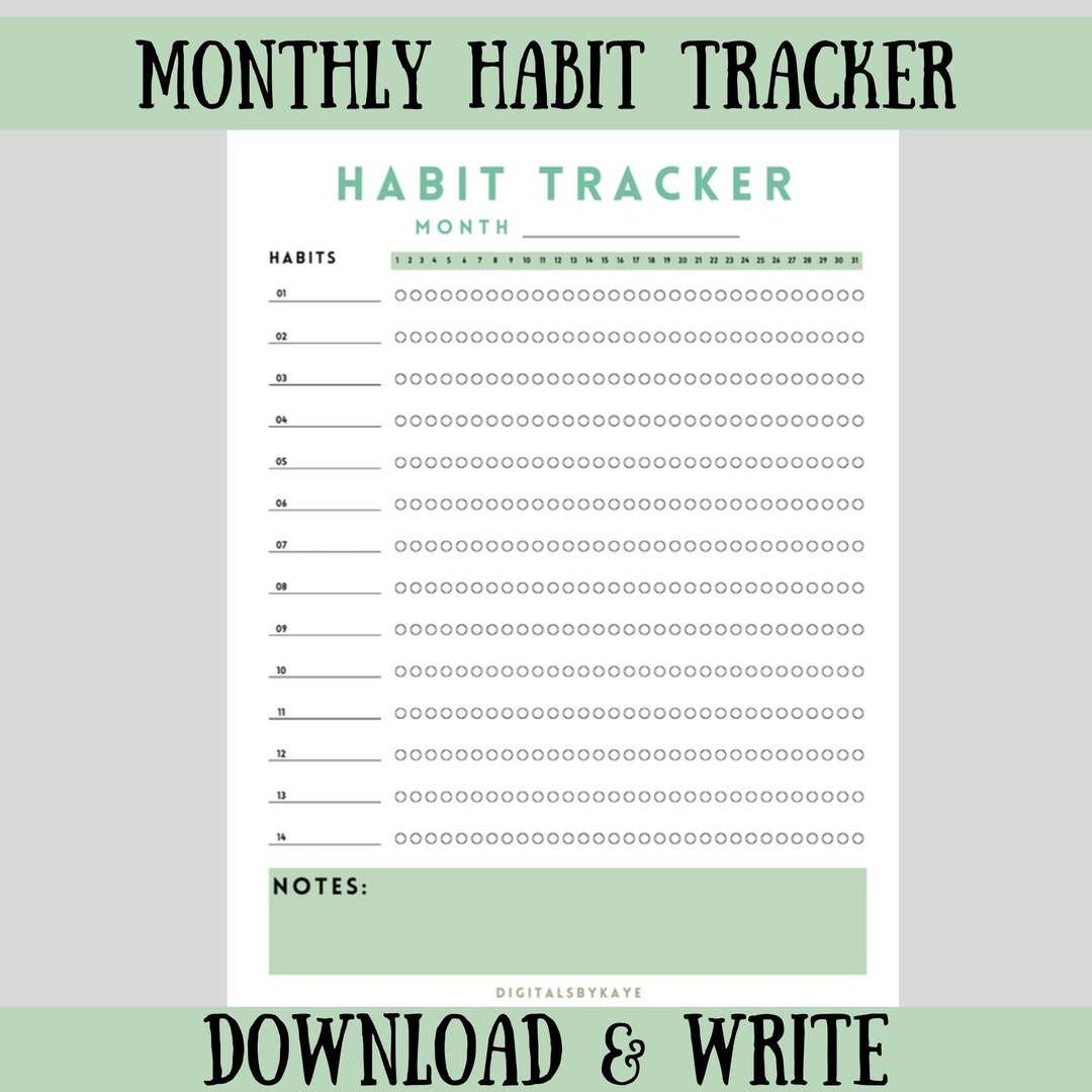 Habit Tracker Monthly Tracker Printable Habit Tracker Printable Tracker ...