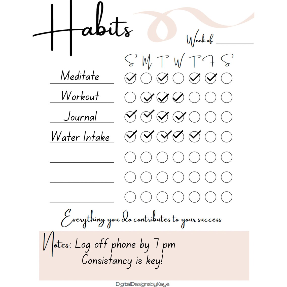 Habit Tracker Weekly Habit Tracker Printable Habit Tracker - Etsy