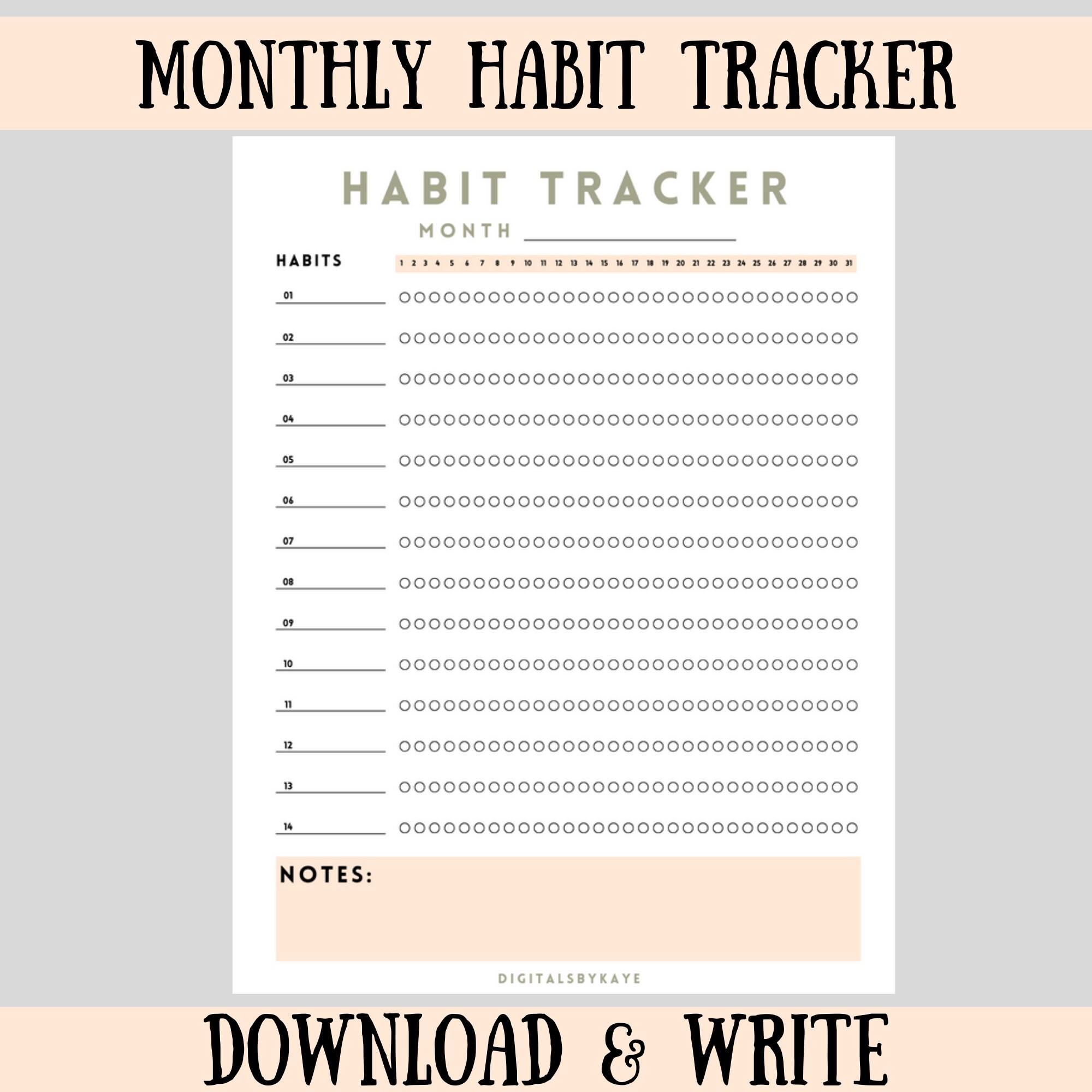 Habit Tracker Monthly Habit Tracker Printable Habit Tracker Printable ...