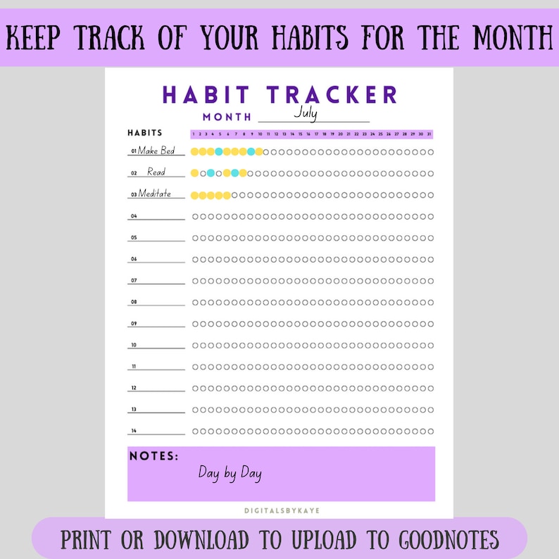 Habit Tracker Monthly Tracker Printable Habit Tracker Printable Tracker ...
