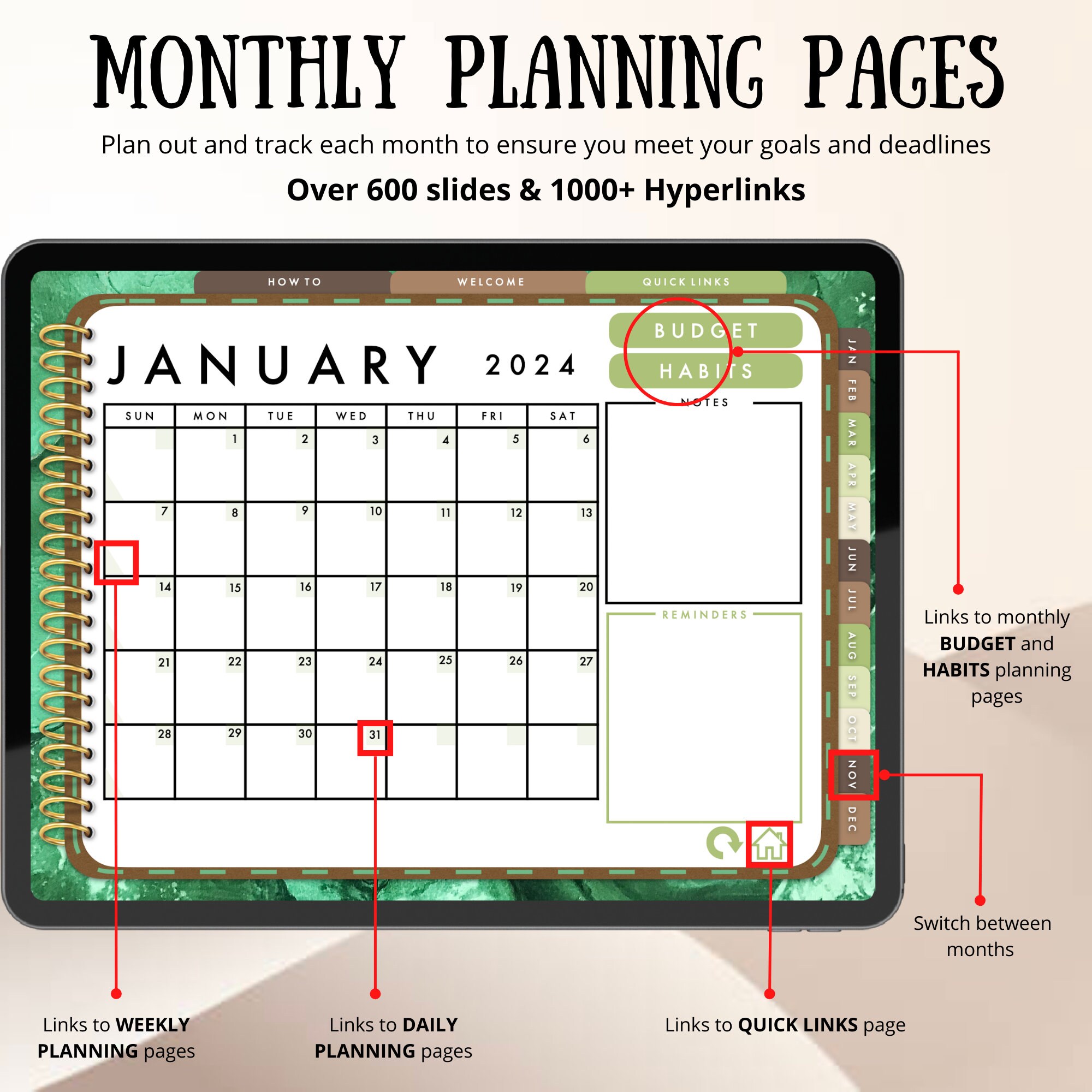 Premium Digital Planner 2023 2024 Goodnote Digital Planner Updated Digital Planner Digital ...
