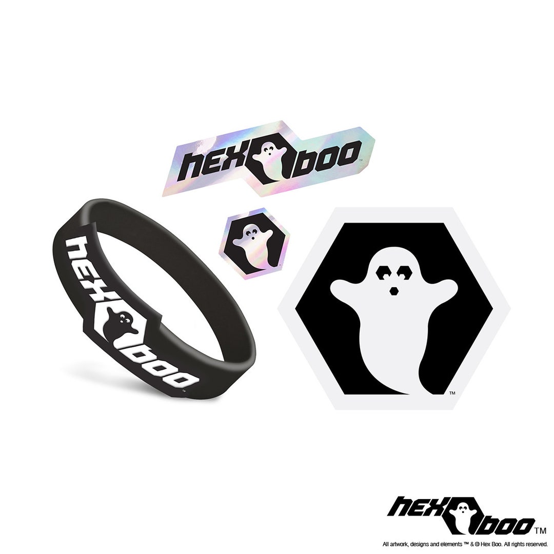 Hex Boo™ Official Swag Bundle: Logo Silicone Bracelet Holo Sticker ...