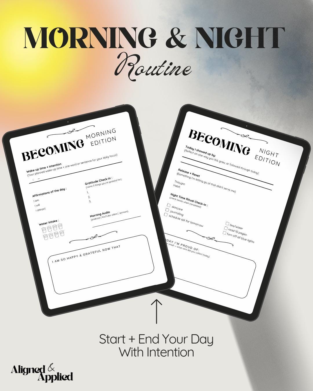 Morning & Night Routine Planner, Daily Rituals PDF, Printable Self Care ...
