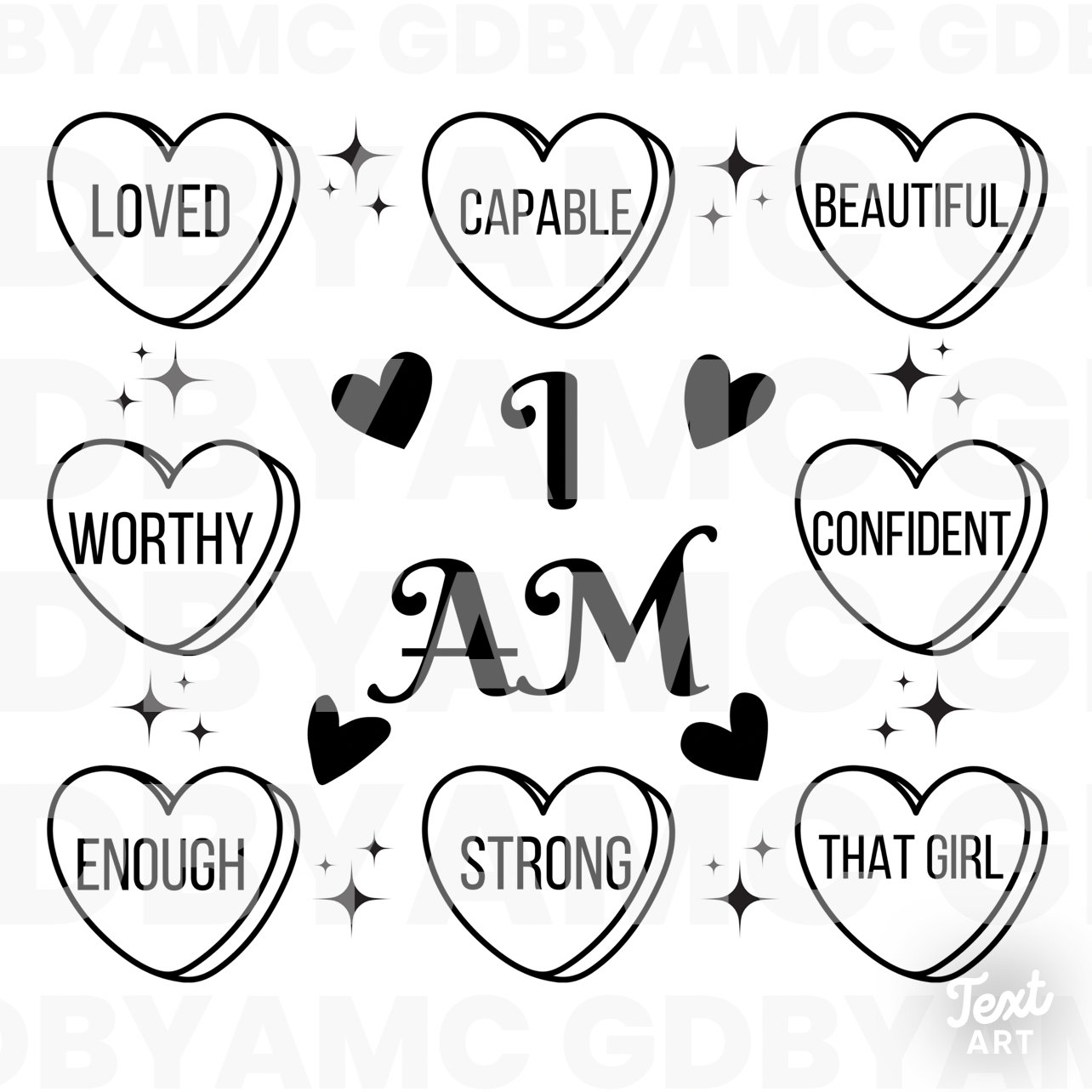 Candy Heart Affirmations Svg, Retro Heart Png, Women's Valentines Day ...