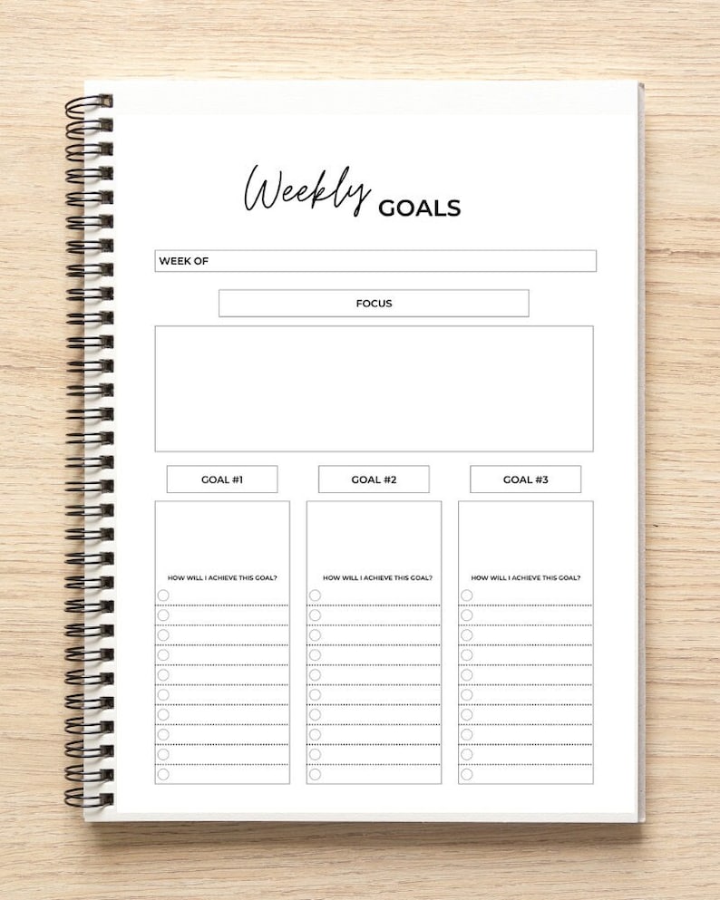 Weekly Goal Planner Printable, Weekly Goal Setting Template, Weekly ...