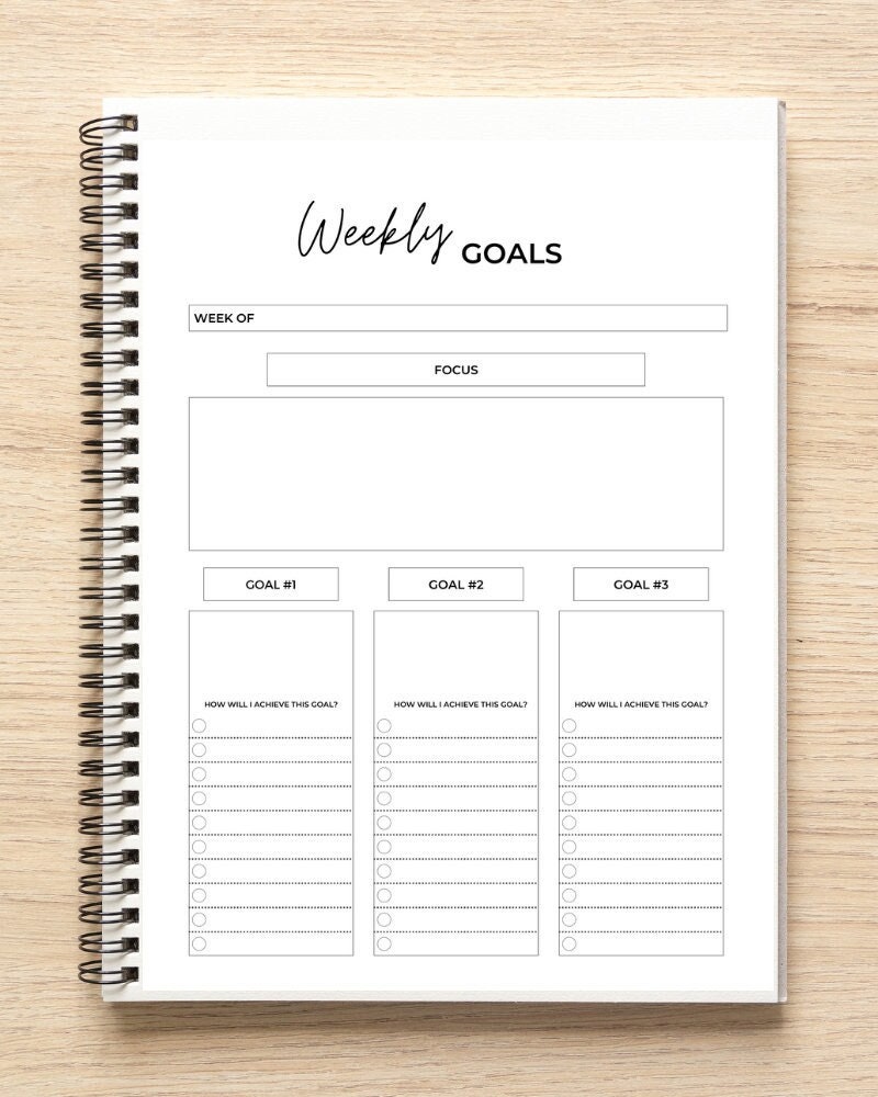 Weekly Goal Planner Printable, Weekly Goal Setting Template, Weekly ...