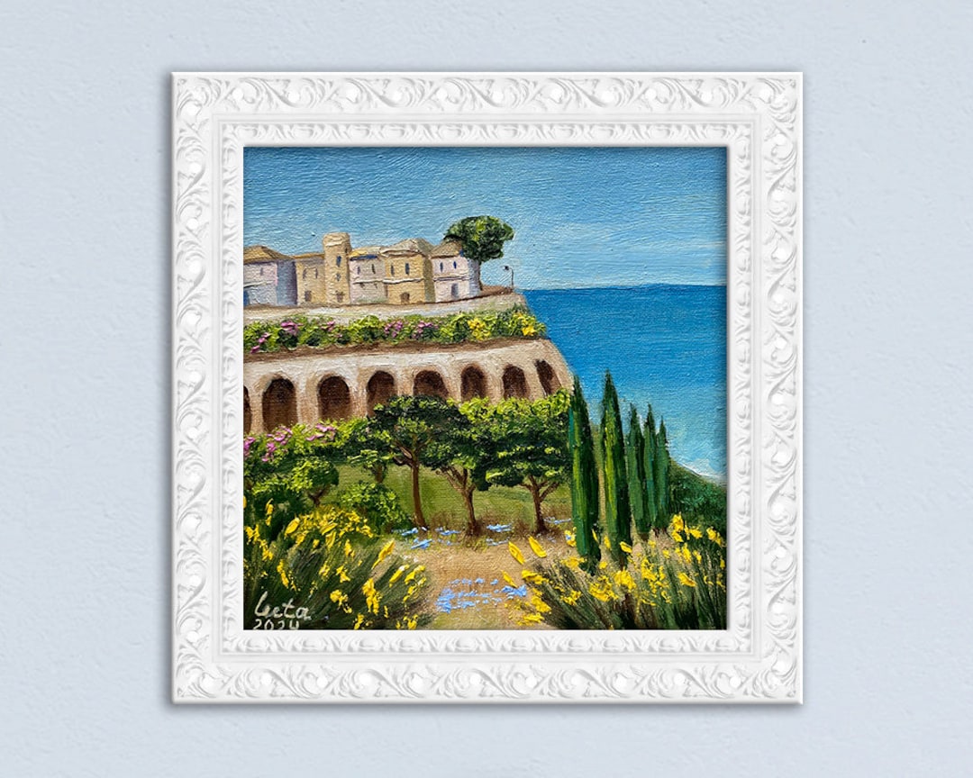 Italian Borgo. View of the Hill With Silvi Paese. Oil Painting on ...